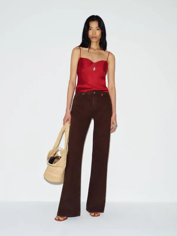 REFORMATION Cary Low Rise Wide Leg Jeans - Brown