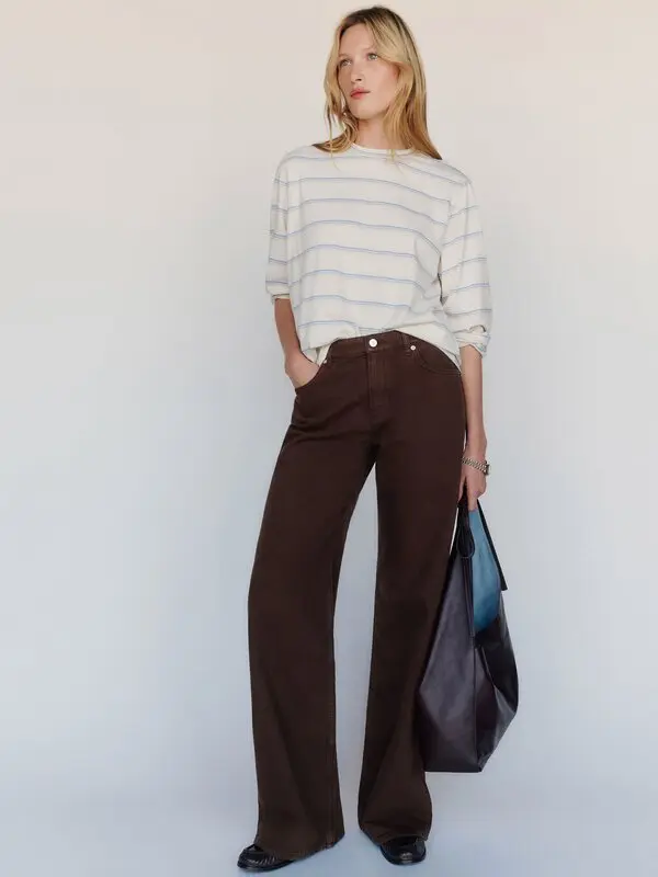 REFORMATION Cary Low Rise Wide Leg Jeans - Brown