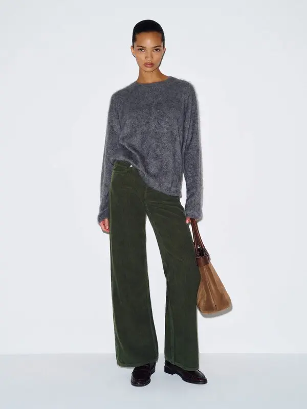 REFORMATION Cary Low Rise Wide Leg Jeans - Green