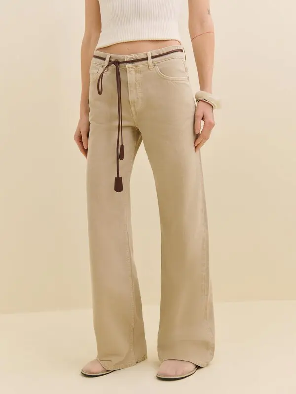 REFORMATION Cary Low Rise Wide Leg Jeans - Ivory