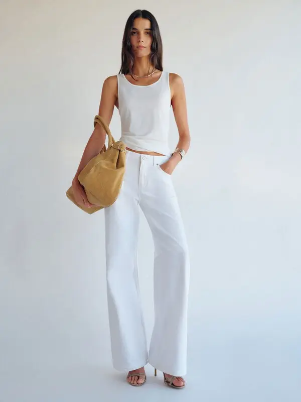 REFORMATION Cary Low Rise Wide Leg Jeans - Ivory