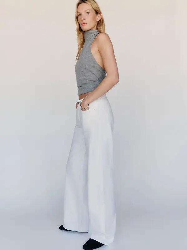 REFORMATION Cary Low Rise Wide Leg Jeans - Ivory