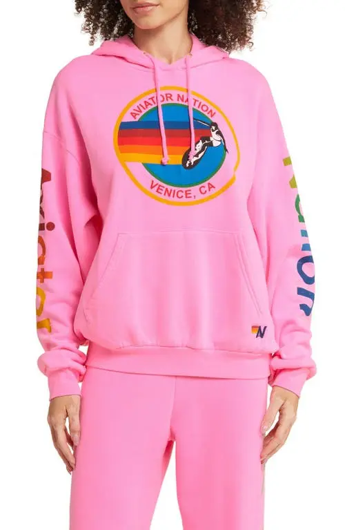 Aviator Nation Relaxed Graphic Hoodie - Neon Pink