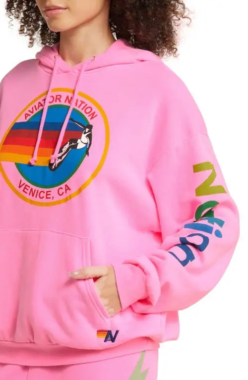 Aviator Nation Relaxed Graphic Hoodie - Neon Pink