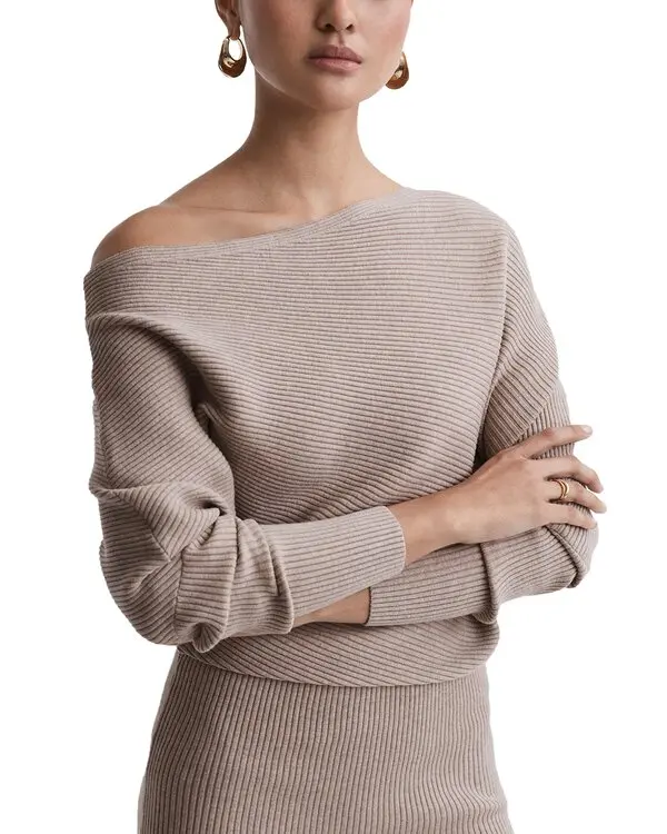 Lara Draped Knitted Bodycon Dress - Neutral