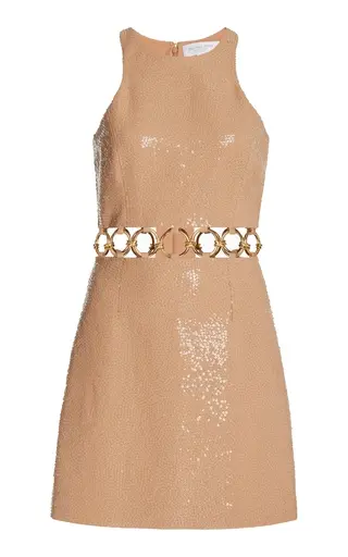 Michael Kors Ring-detailed Sequined Crepe Mini Dress