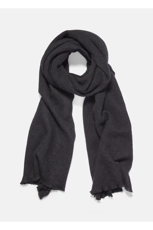 Vince Herringbone Cashmere Scarf - Black