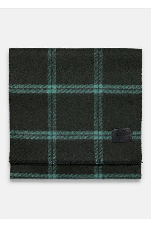 Vince Windowpane Wool And Cashmere Double-face Scarf - Green