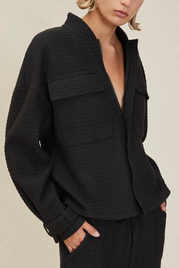 Devon Windsor Roxy Waffle Jacket - Black