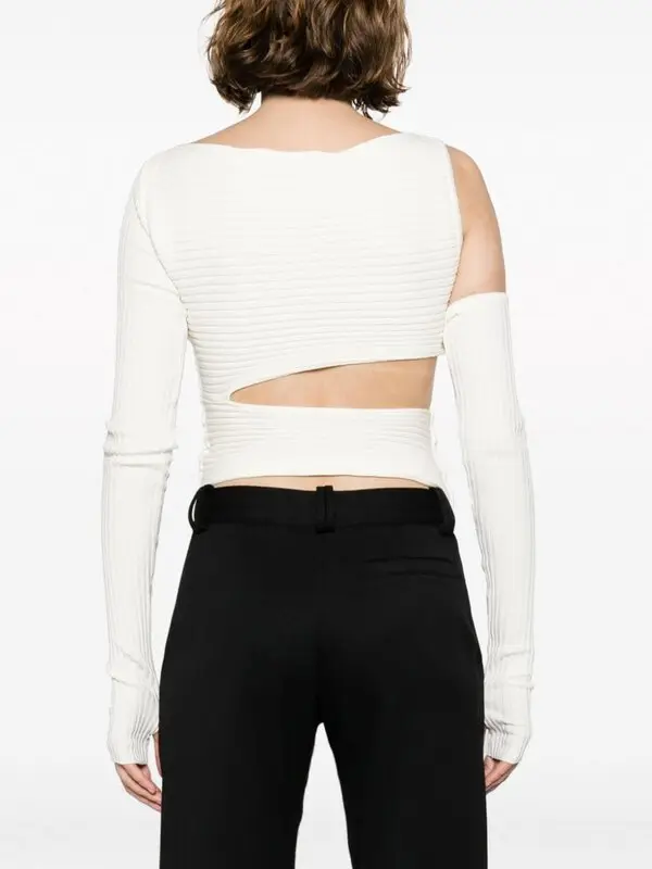 ANDREĀDAMO Asymmetric Cut-out Top - White