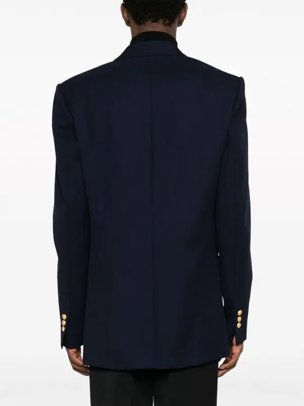 Balmain Double-breasted Virgin-wool Blazer - Blue