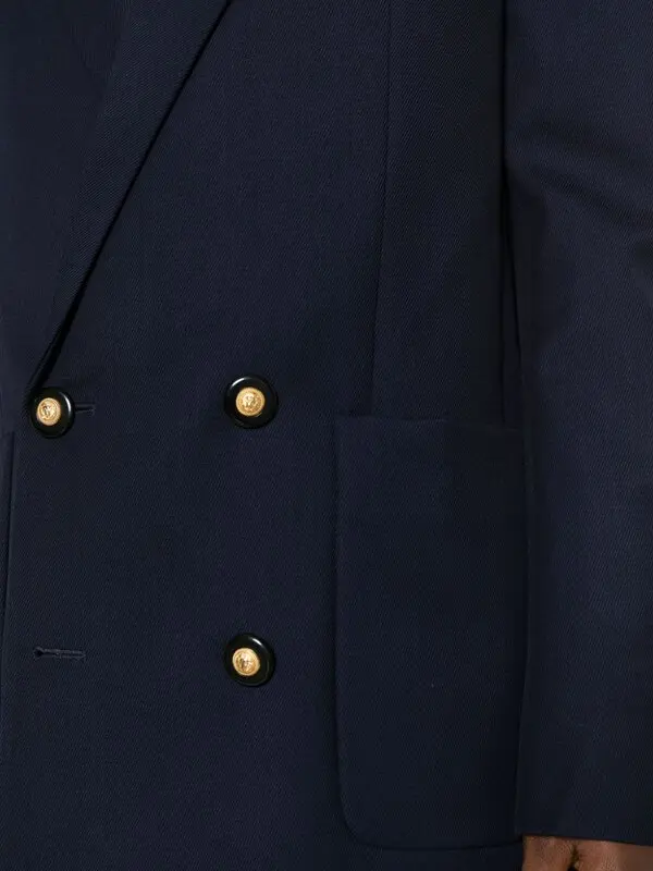 Balmain Double-breasted Virgin-wool Blazer - Blue
