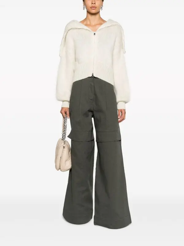 SA SU PHI Zip-up Puff-sleeves Cardigan - White