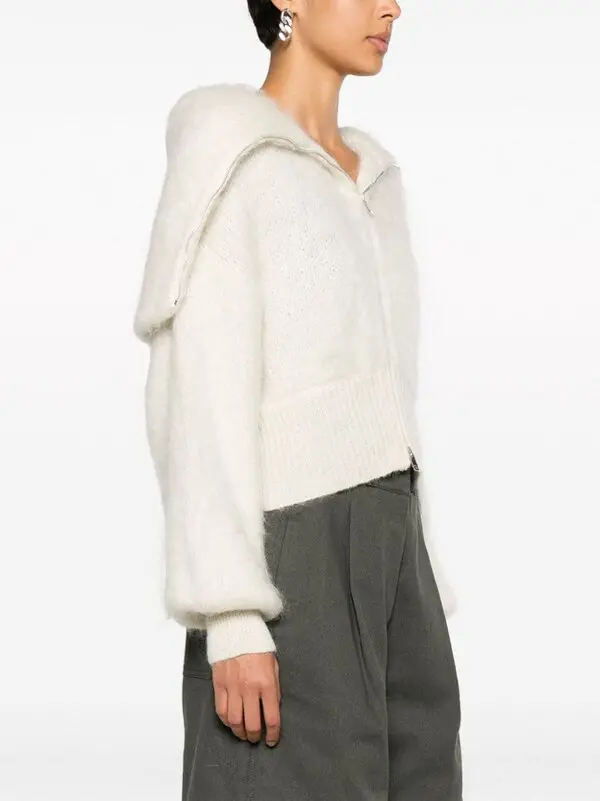 SA SU PHI Zip-up Puff-sleeves Cardigan - White
