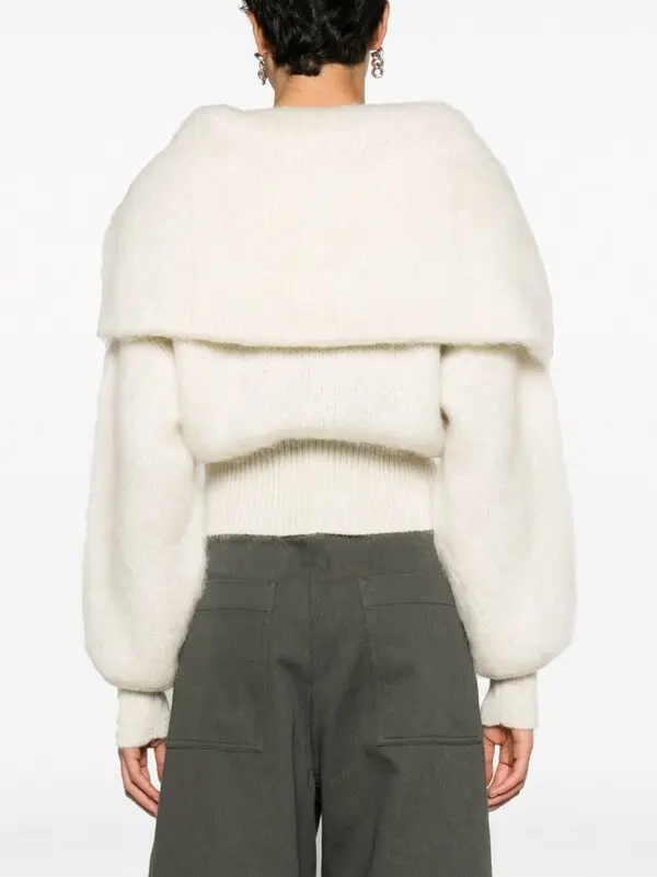SA SU PHI Zip-up Puff-sleeves Cardigan - White