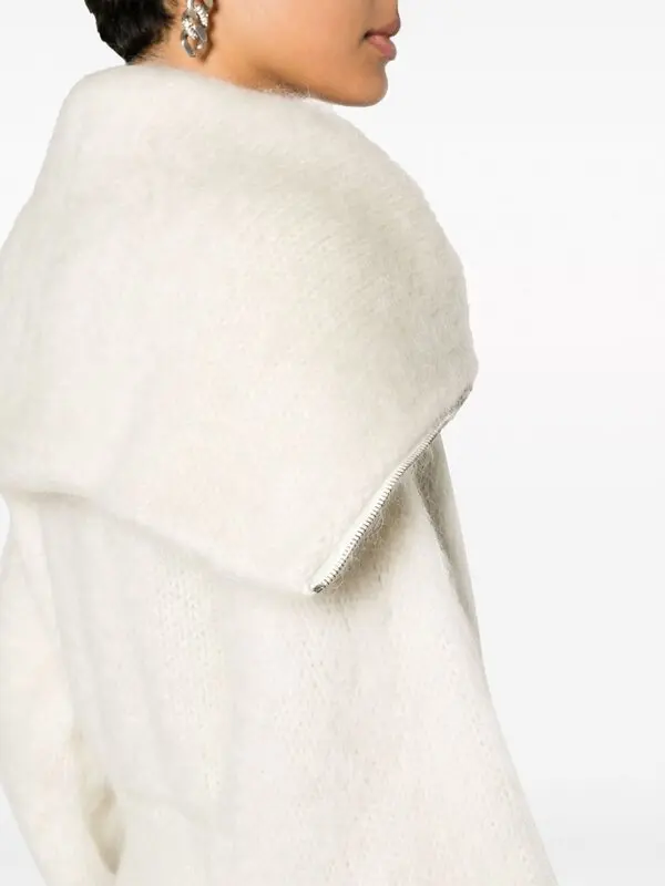SA SU PHI Zip-up Puff-sleeves Cardigan - White
