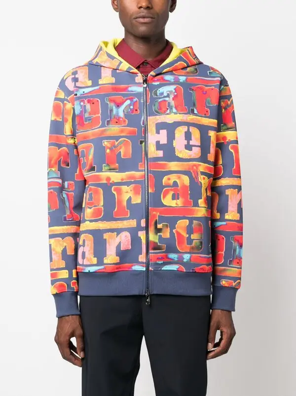 FERRARI Logo-painterly Zip-up Hoodie