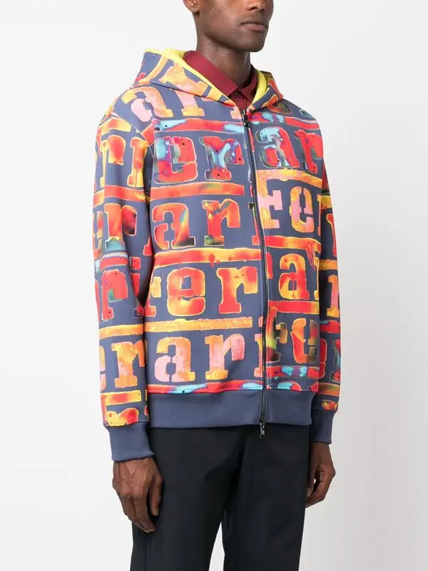 FERRARI Logo-painterly Zip-up Hoodie