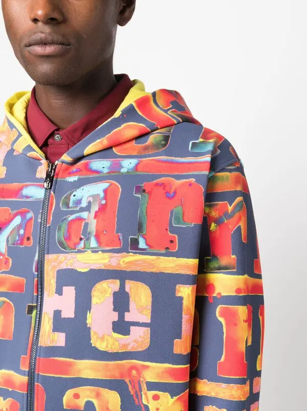 FERRARI Logo-painterly Zip-up Hoodie