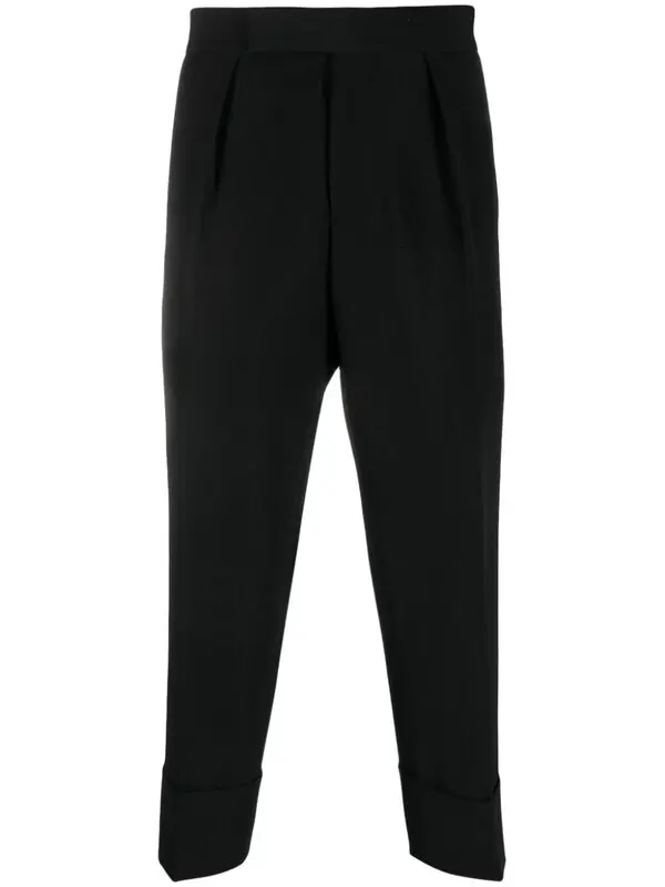 SAPIO Pleat-detail Wool-cotton Tailored Trousers - Black