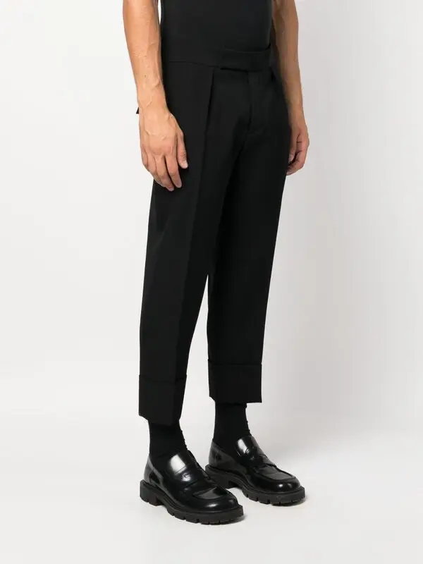 SAPIO Pleat-detail Wool-cotton Tailored Trousers - Black
