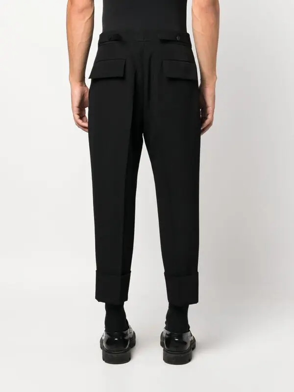 SAPIO Pleat-detail Wool-cotton Tailored Trousers - Black