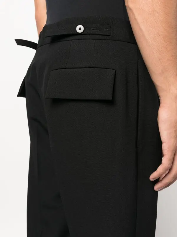SAPIO Pleat-detail Wool-cotton Tailored Trousers - Black