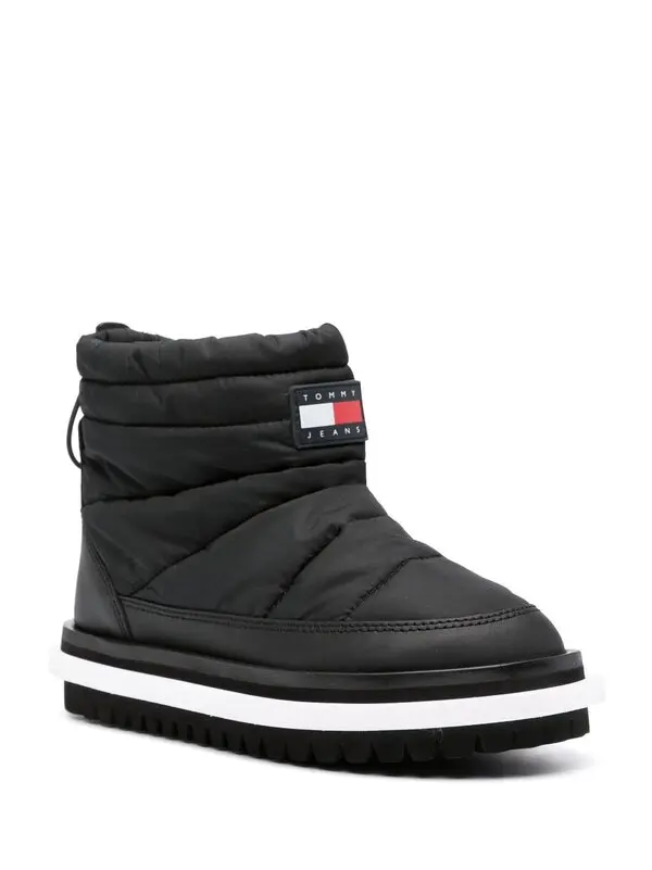 Tommy Hilfiger Logo-patch Padded Ankle Boots - Black