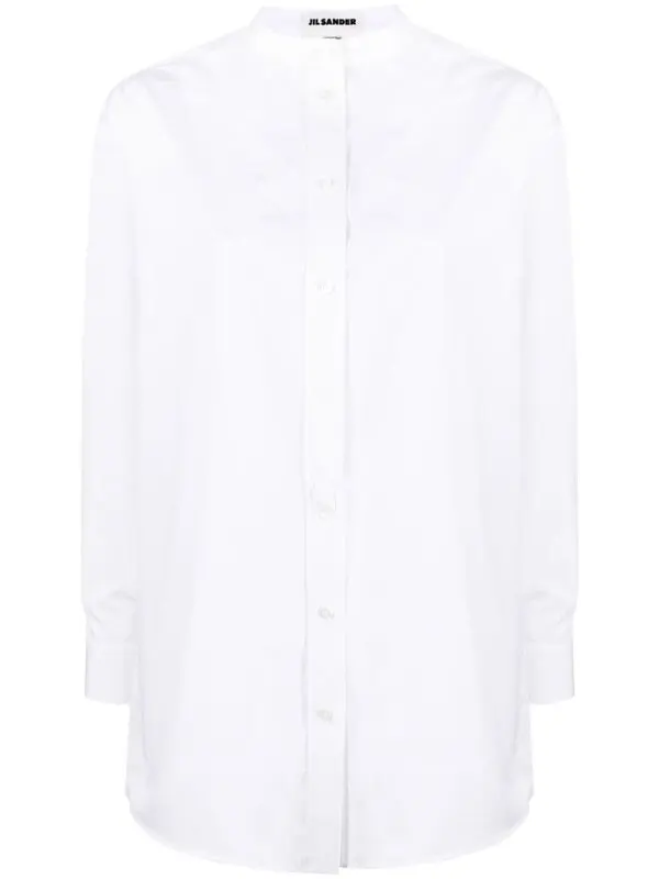 JIL SANDER Band-collar Cotton Poplin Shirt - White