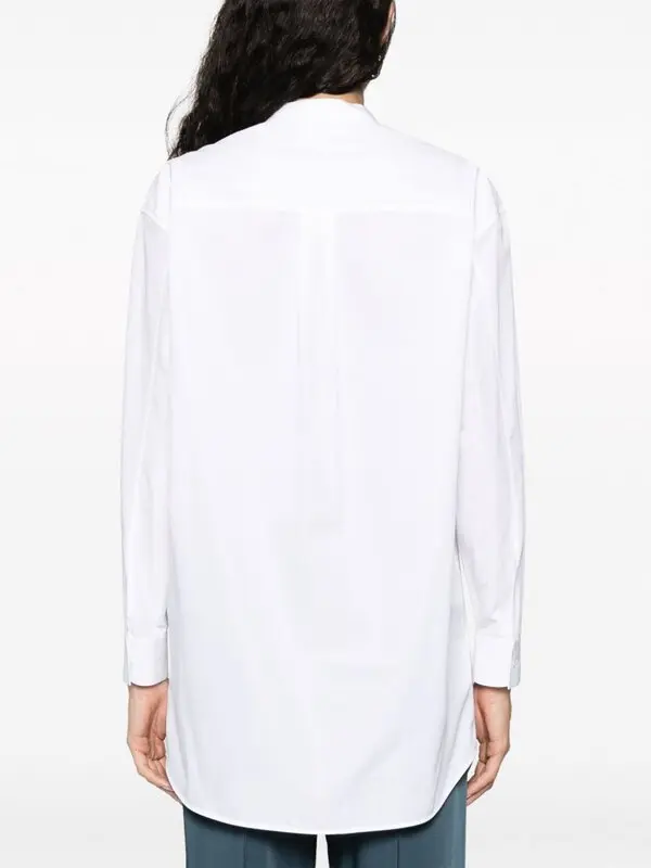 JIL SANDER Band-collar Cotton Poplin Shirt - White