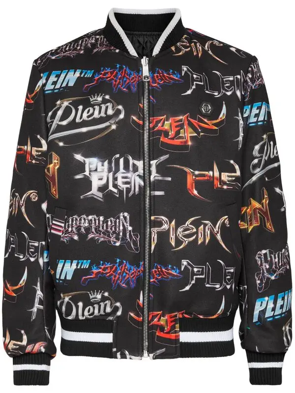 Philipp Plein Lettering Reversible Bomber Jacket