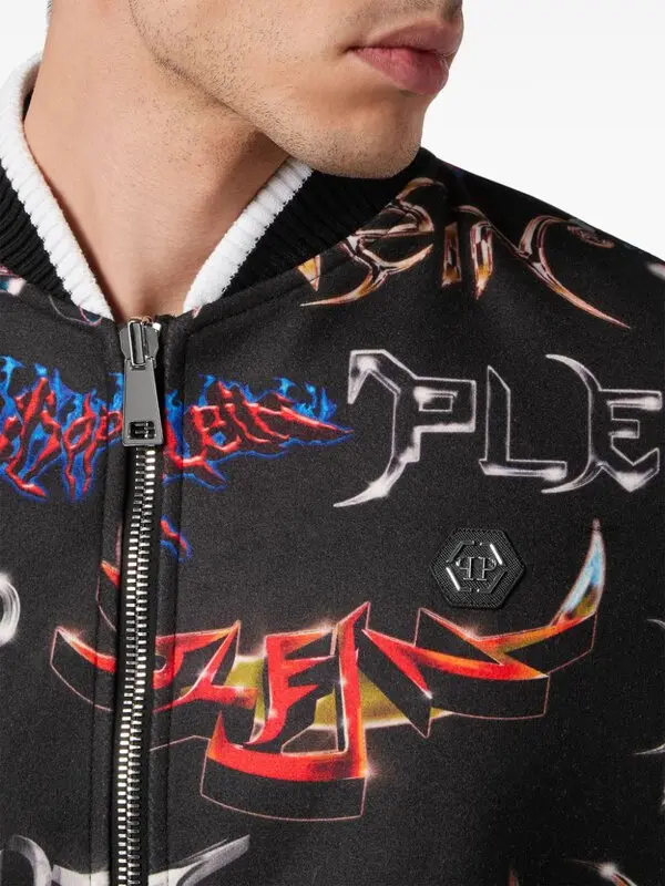 Philipp Plein Lettering Reversible Bomber Jacket