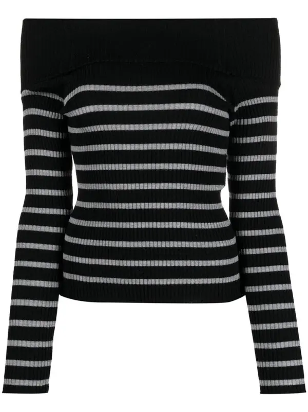 SEMICOUTURE Striped Virgin Wool Jumper - Black