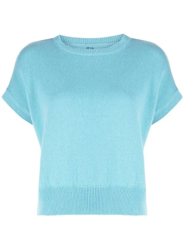 TEDDY CASHMERE Genova Sleeveless Cropped Cashmere Jumper - Blue