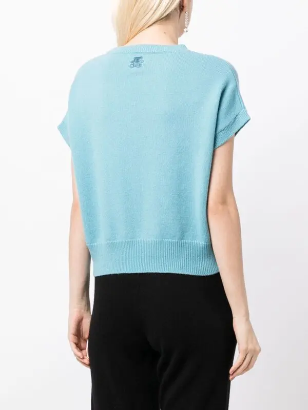 TEDDY CASHMERE Genova Sleeveless Cropped Cashmere Jumper - Blue