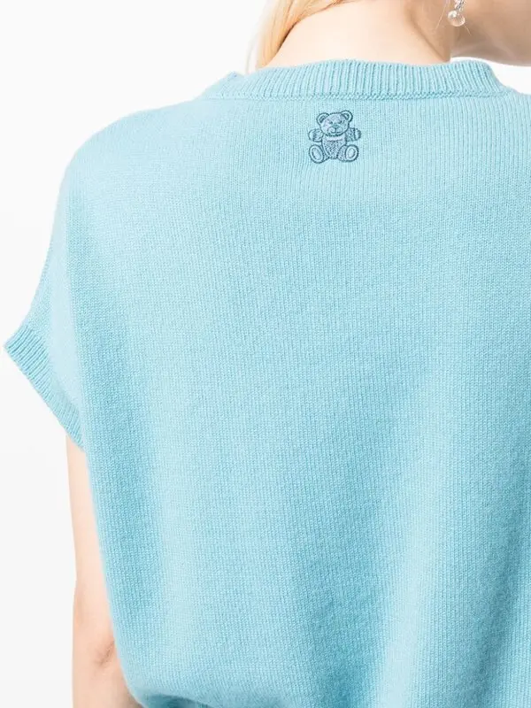 TEDDY CASHMERE Genova Sleeveless Cropped Cashmere Jumper - Blue