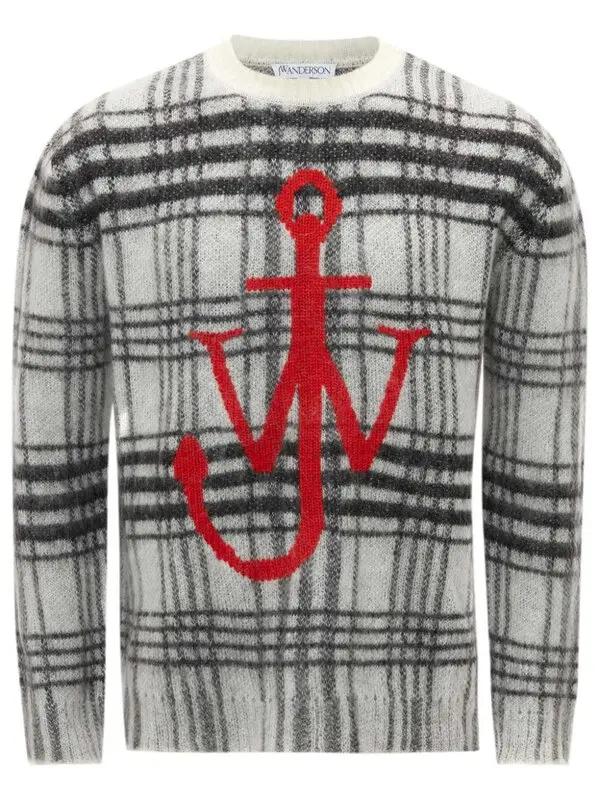 JW Anderson Tartan-check Crew-neck Jumper - White