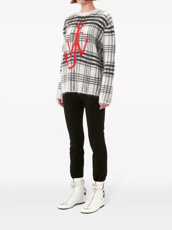JW Anderson Tartan-check Crew-neck Jumper - White