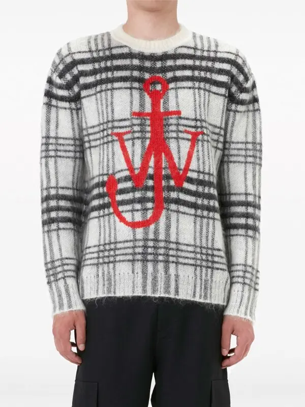 JW Anderson Tartan-check Crew-neck Jumper - White