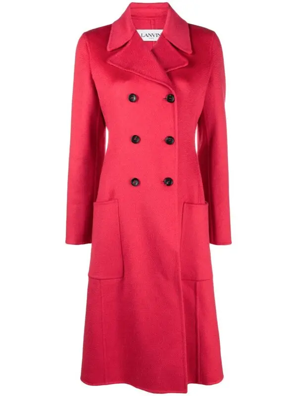 LANVIN Double-breasted Cashmere Coat - Pink