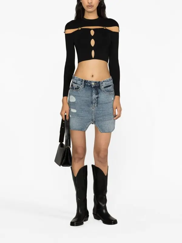 Versace Cut-out Ribbed-knit Cropped Top