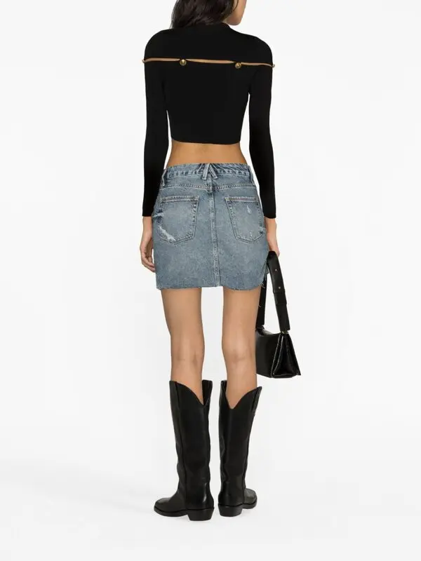 Versace Cut-out Ribbed-knit Cropped Top