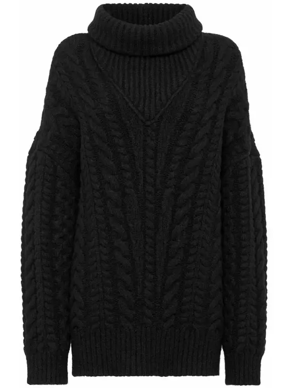 Philipp Plein Skull & Bones Cable-knit Jumper - Black