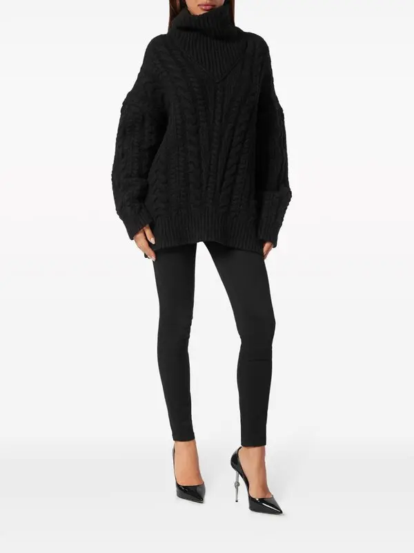 Philipp Plein Skull & Bones Cable-knit Jumper - Black