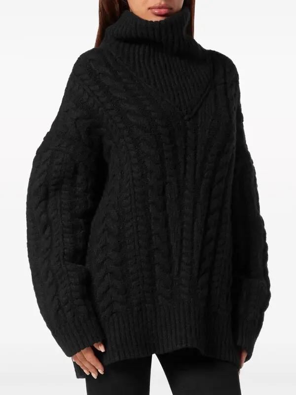 Philipp Plein Skull & Bones Cable-knit Jumper - Black
