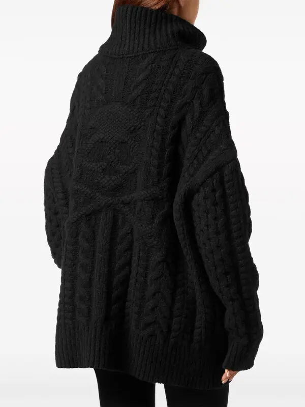 Philipp Plein Skull & Bones Cable-knit Jumper - Black