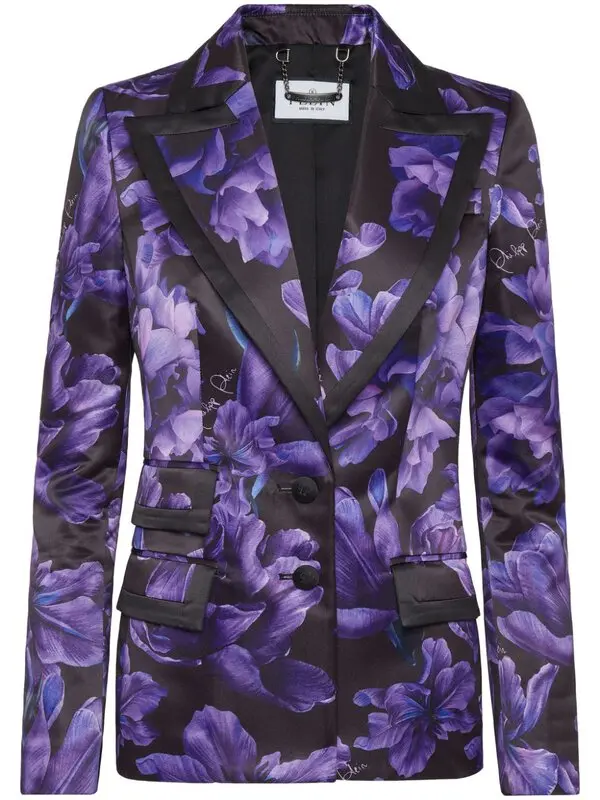 Philipp Plein Floral-print Blazer - Black