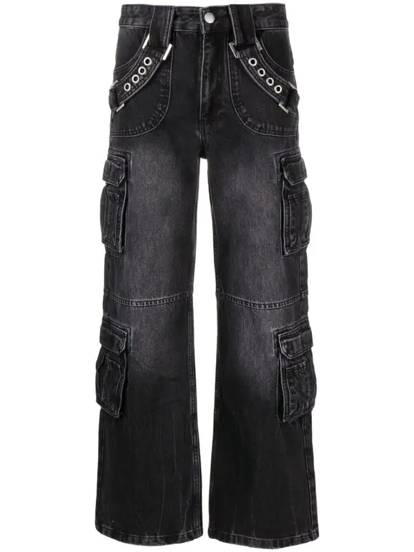 MISBHV Harness Strap Cargo Jeans - Black