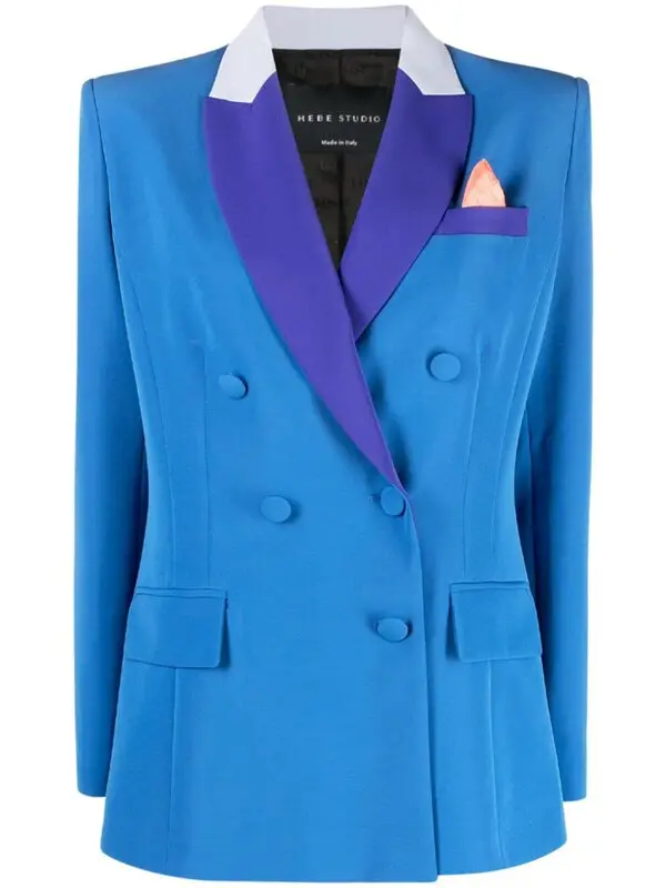 HEBE STUDIO Bianca Colour-block Crepe Blazer
