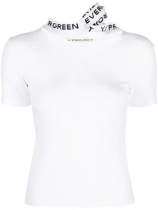 Y/project Logo-jacquard Triple-collar T-shirt - White